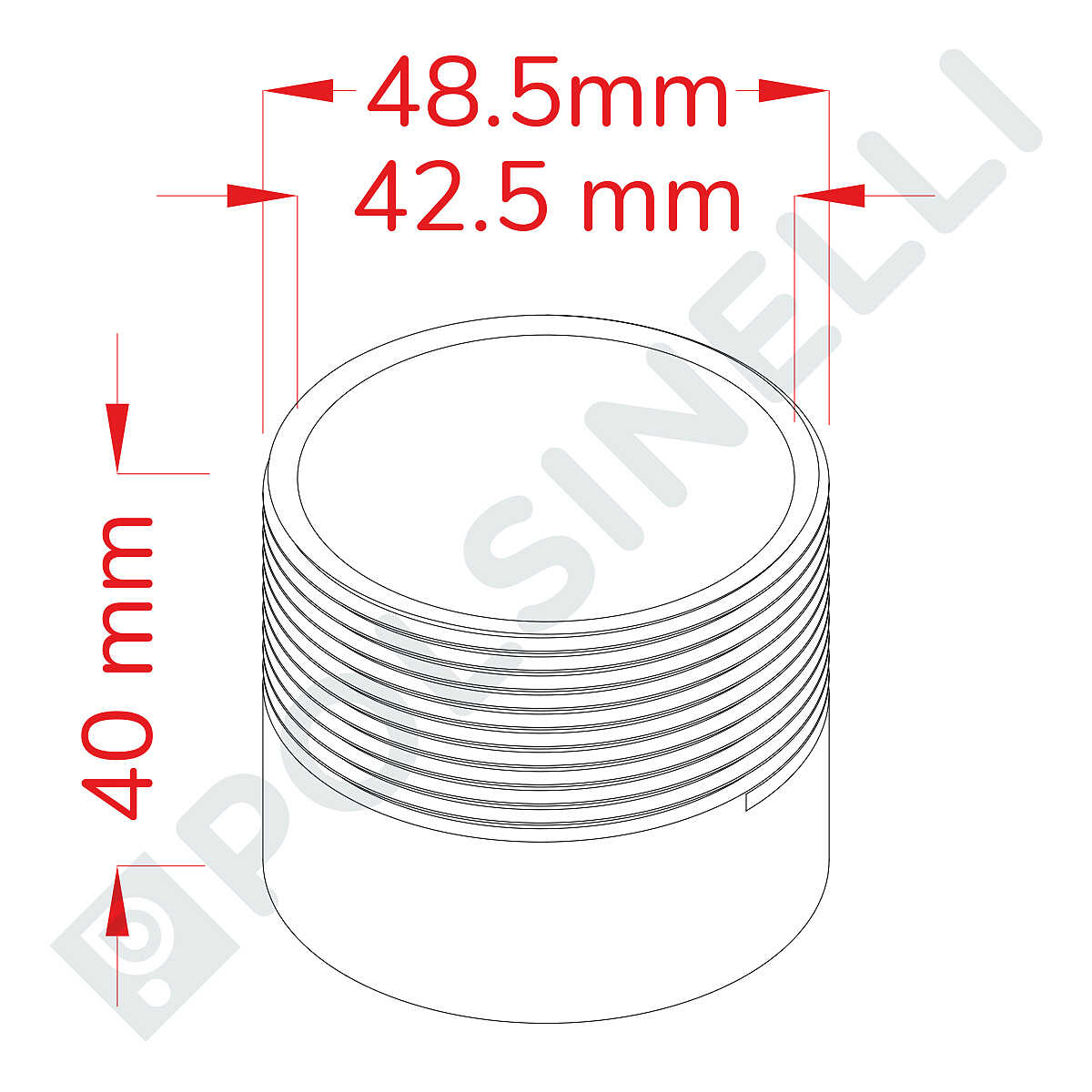 1" 1/2 stainless steel stub Wine | Polsinelli Enologia