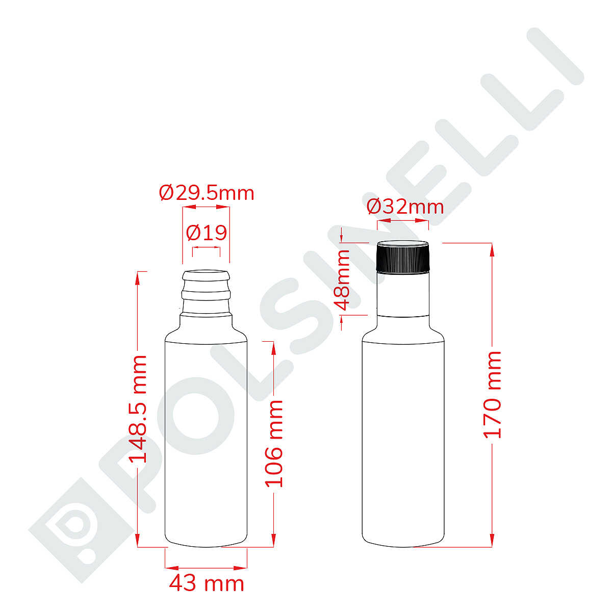 100 ml UVAG Dorica Bottle with Guala Non-Refillable Cap (56 Pieces ...