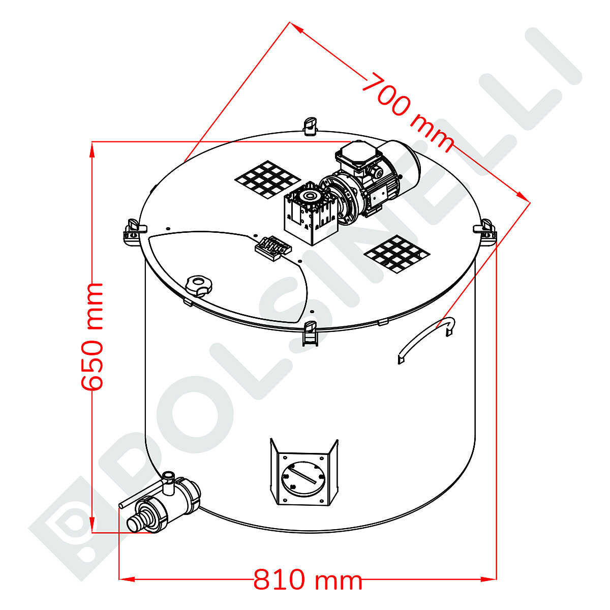 150 L motorisierter Marmeladentopf Marmelade topf | Polsinelli Enologia