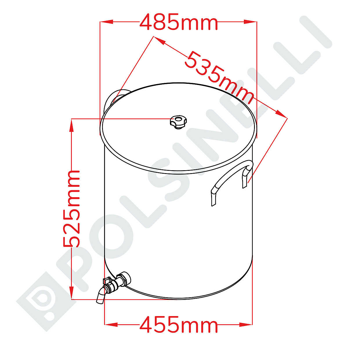 75 L stainless steel pot with tap Beer | Polsinelli Enologia