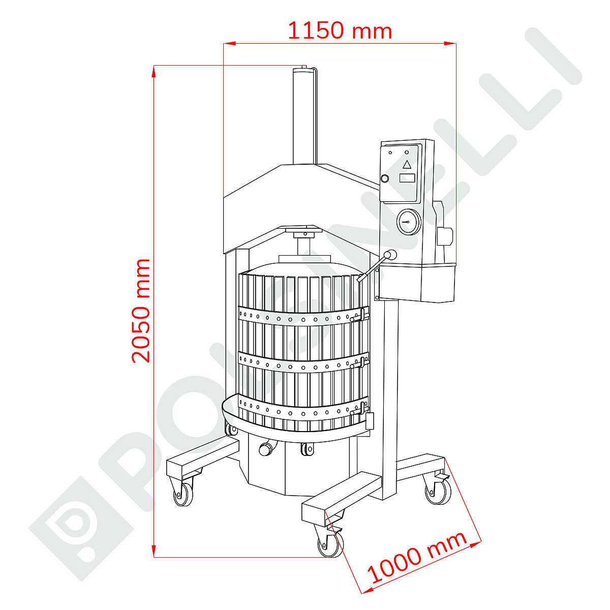 Alfa 50 Vertical Press with Rotating Cage Wine | Polsinelli Enologia