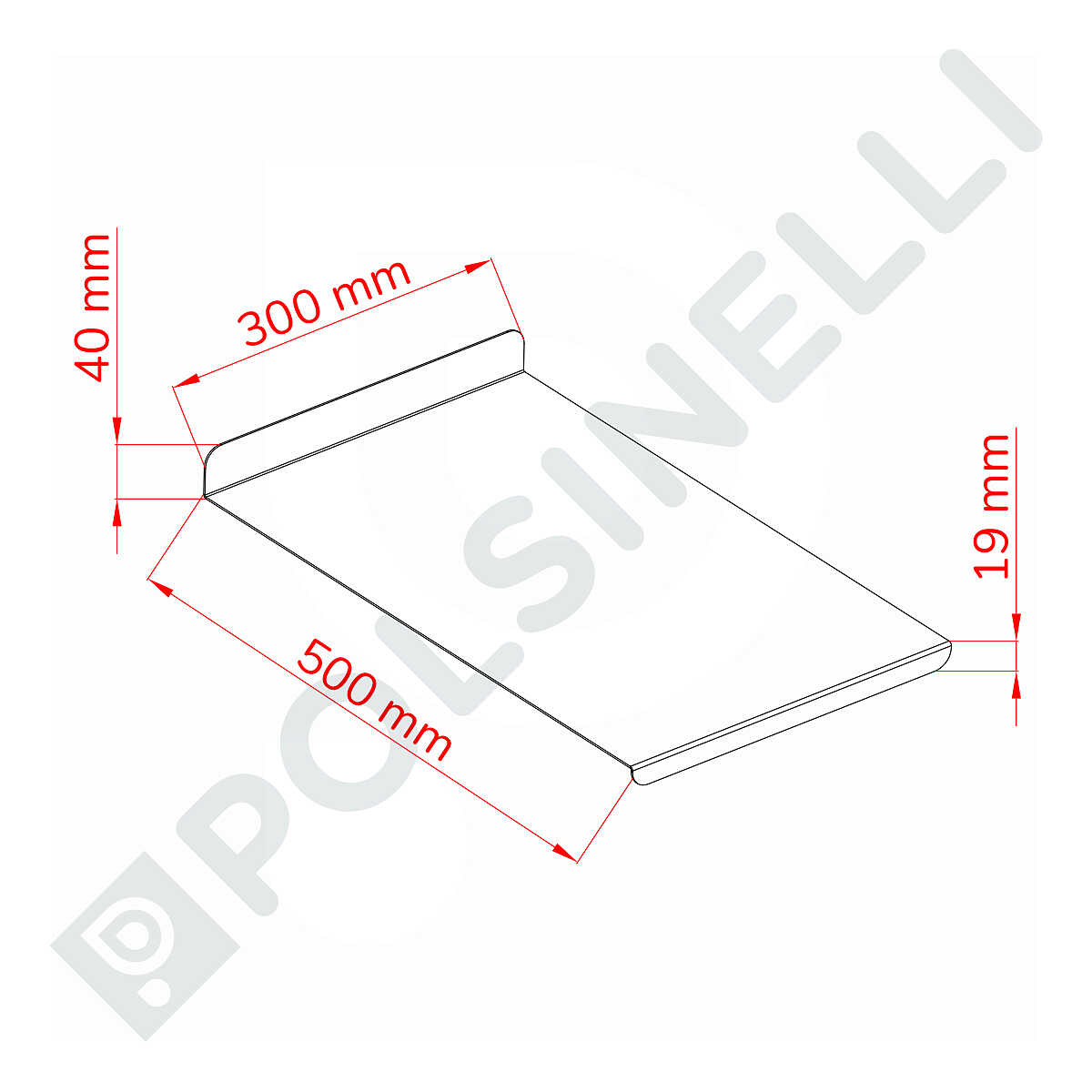 Brett aus Edelstahl AISI 304 mit Rand - 30x50 cm Lebensmittel ...