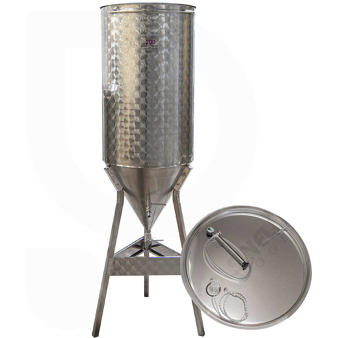 Conical trunk for wine 60° 200 L with air floating lid Wine ...
