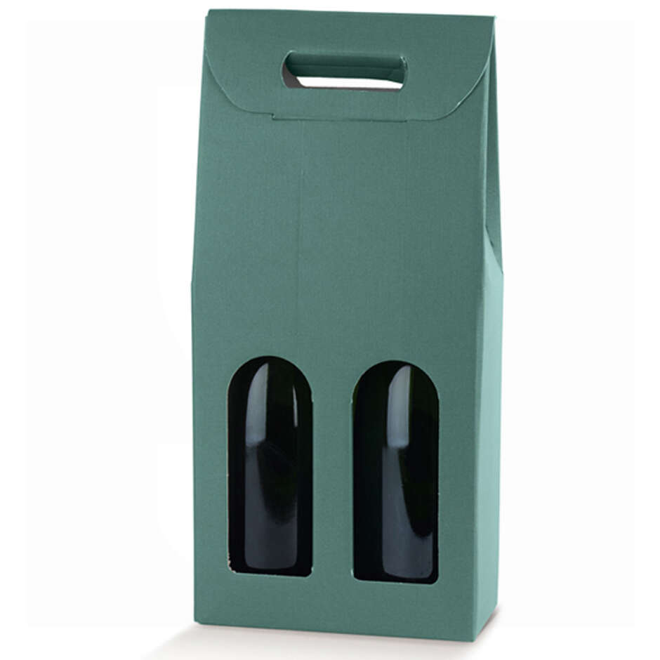 Green wine carry box for 2 bottles fiber effect (30 pieces) Food ...