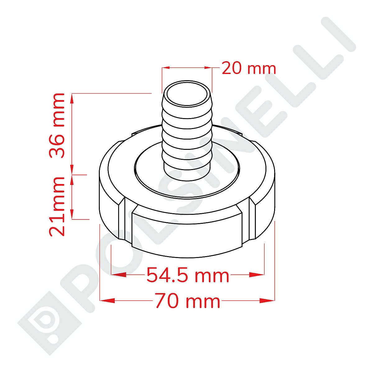 Hose connector DIN 32 M with swivel for ⌀ 20 hose Wine | Polsinelli ...