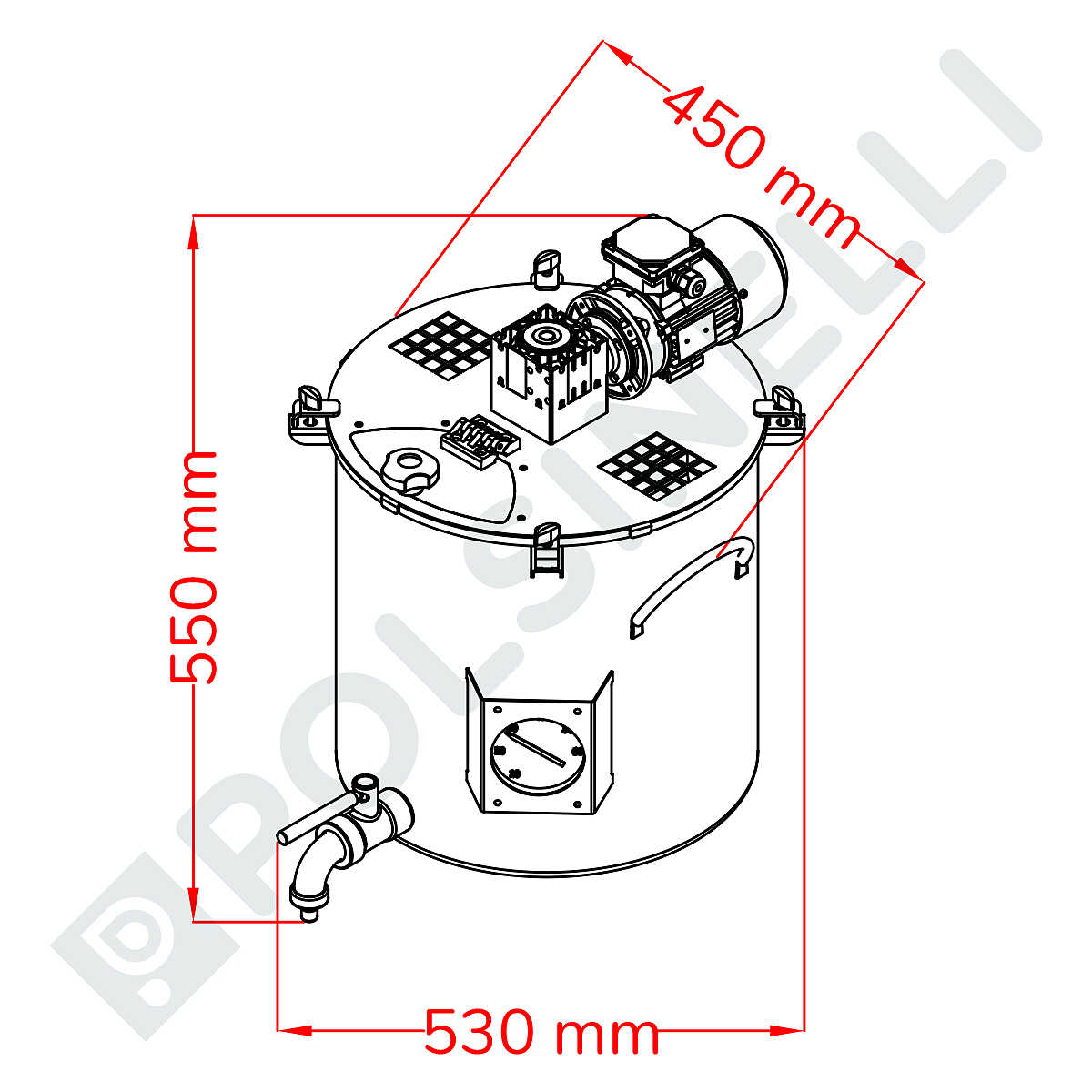 Motorized jam pot 35 L Jam | Polsinelli Enologia