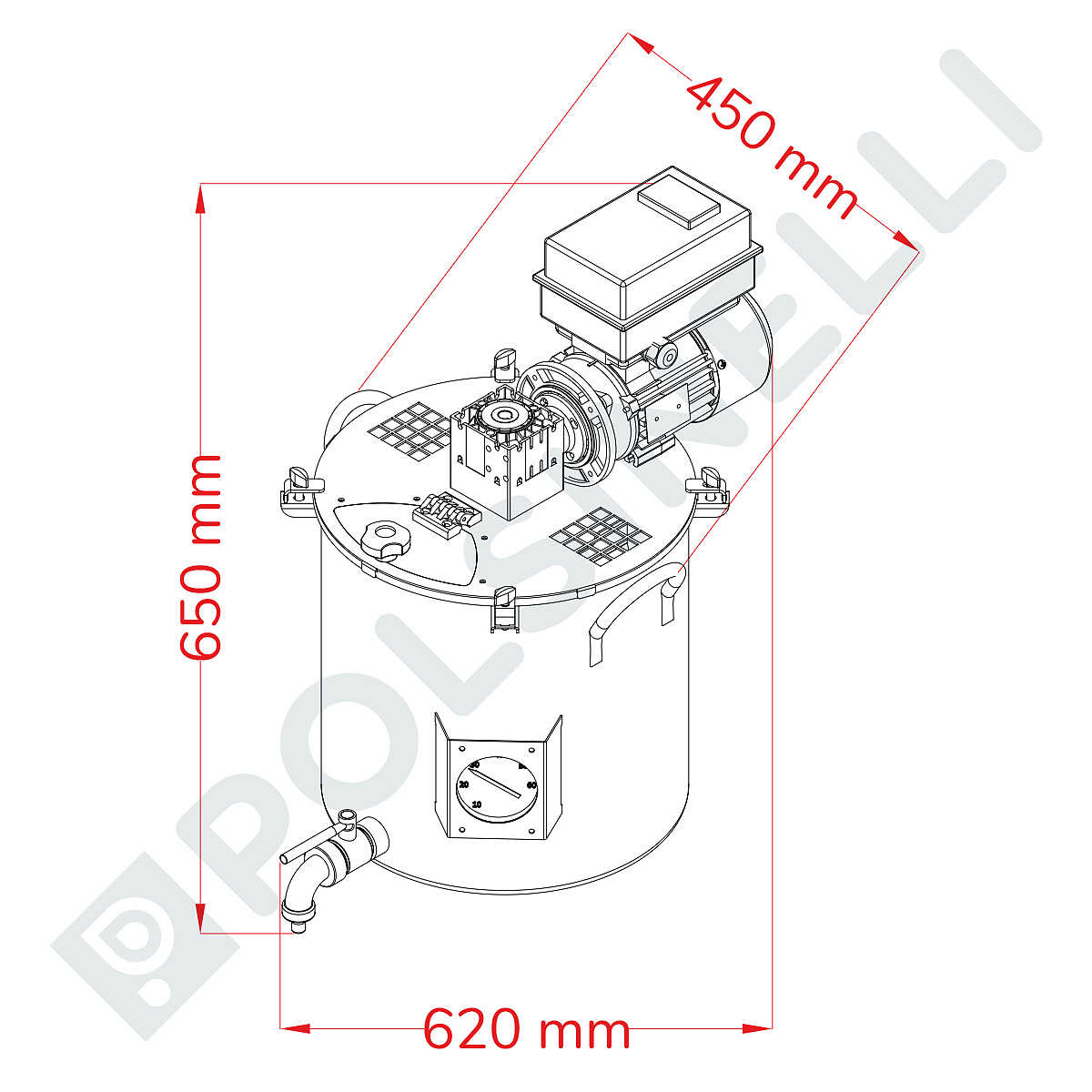 Motorized jam pot with Inverter - 35 L Jam | Polsinelli Enologia