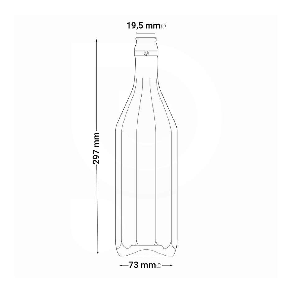 Ribbed bottle 750 ml (24 pieces) Food | Polsinelli Enologia