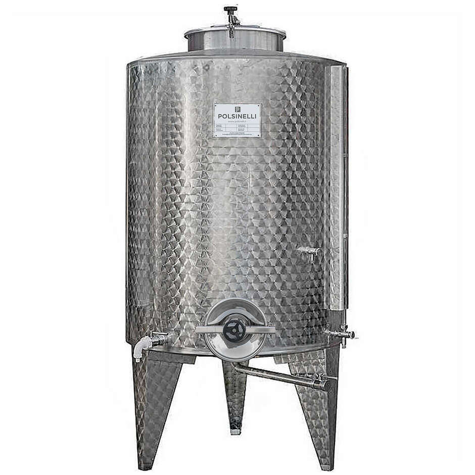 Serbatoio Inox 1000 L Ø1025 Conico 10° da Stoccaggio con Portella Ø300 Vino | Polsinelli Enologia