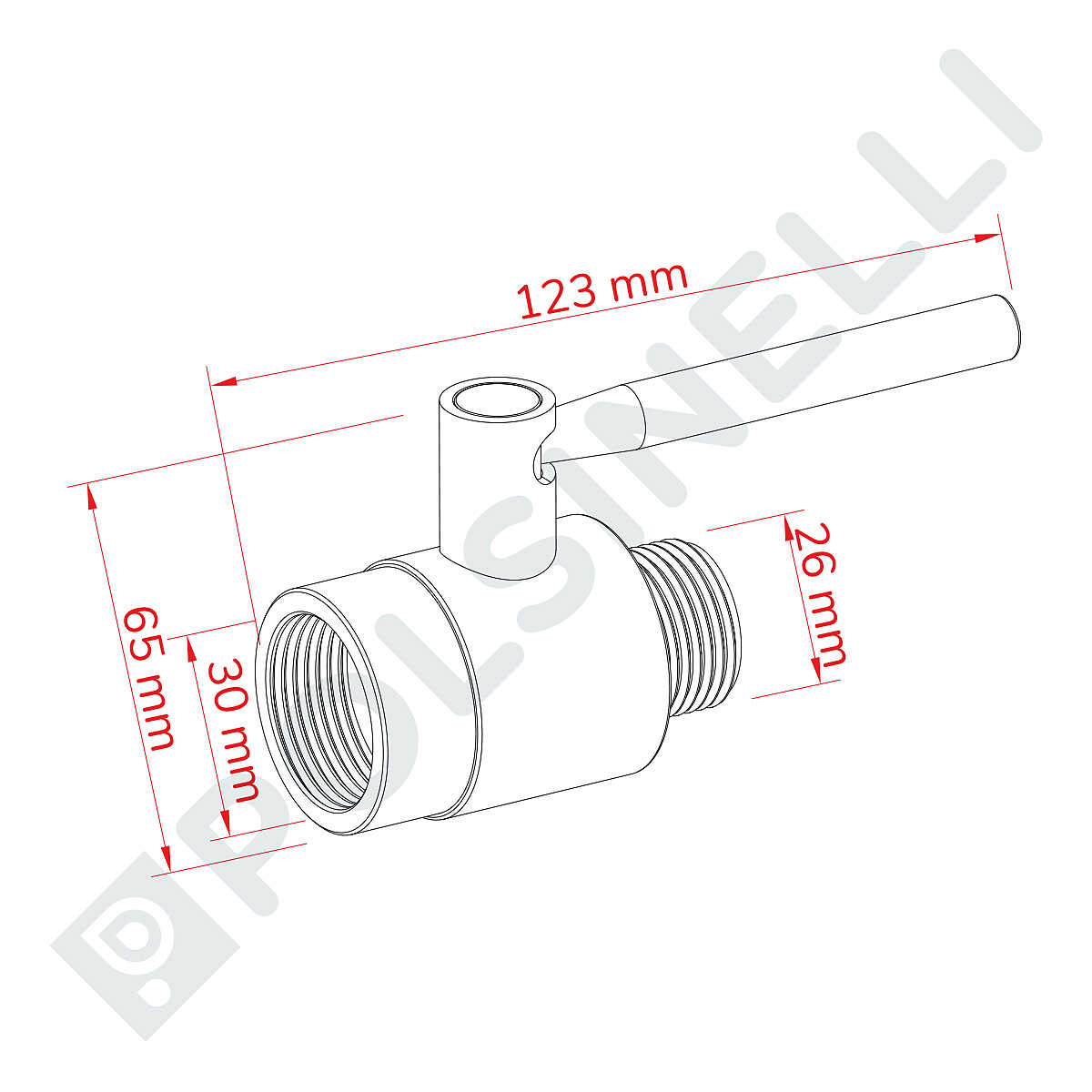 Valvola a Sfera Inox DN20 1” F x 3/4” M | Polsinelli