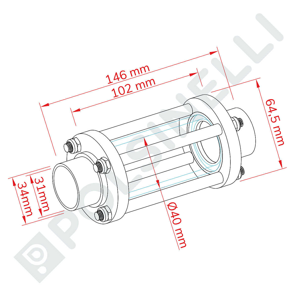 Viseur inox à souder Ø 32 Vin | Polsinelli Enologia