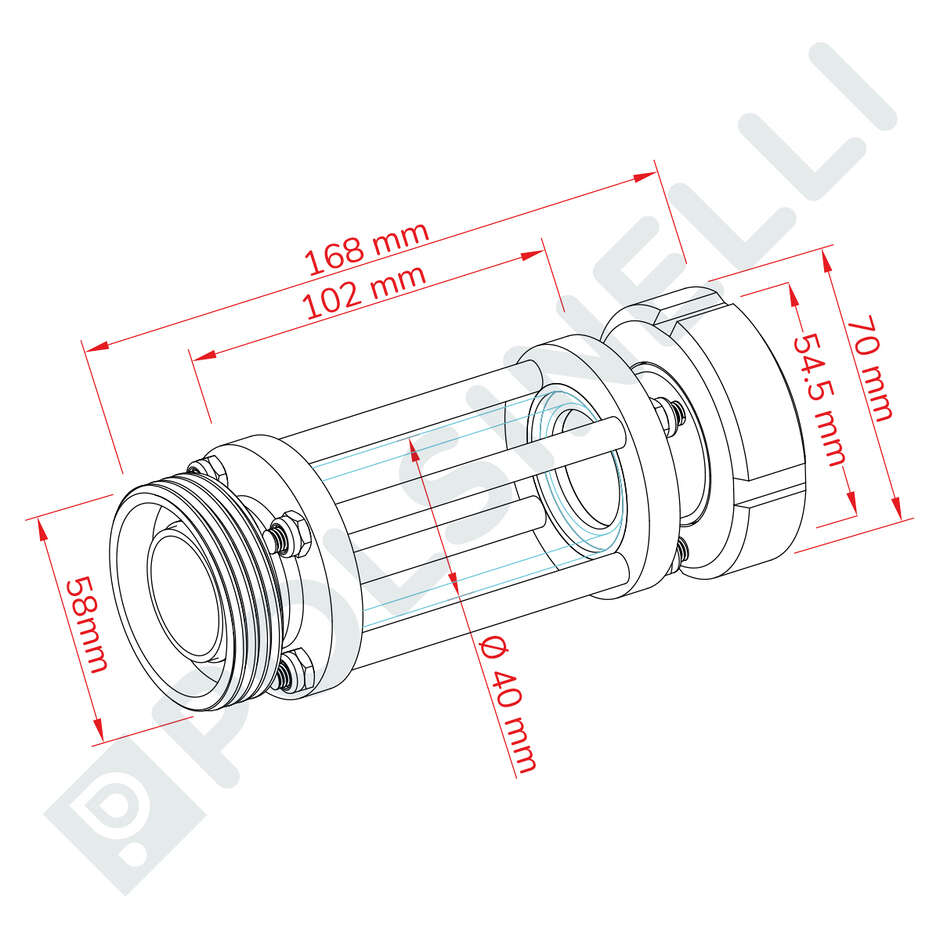 Viseur inox AISI 304 linéaire DIN 32 M Vin | Polsinelli Enologia