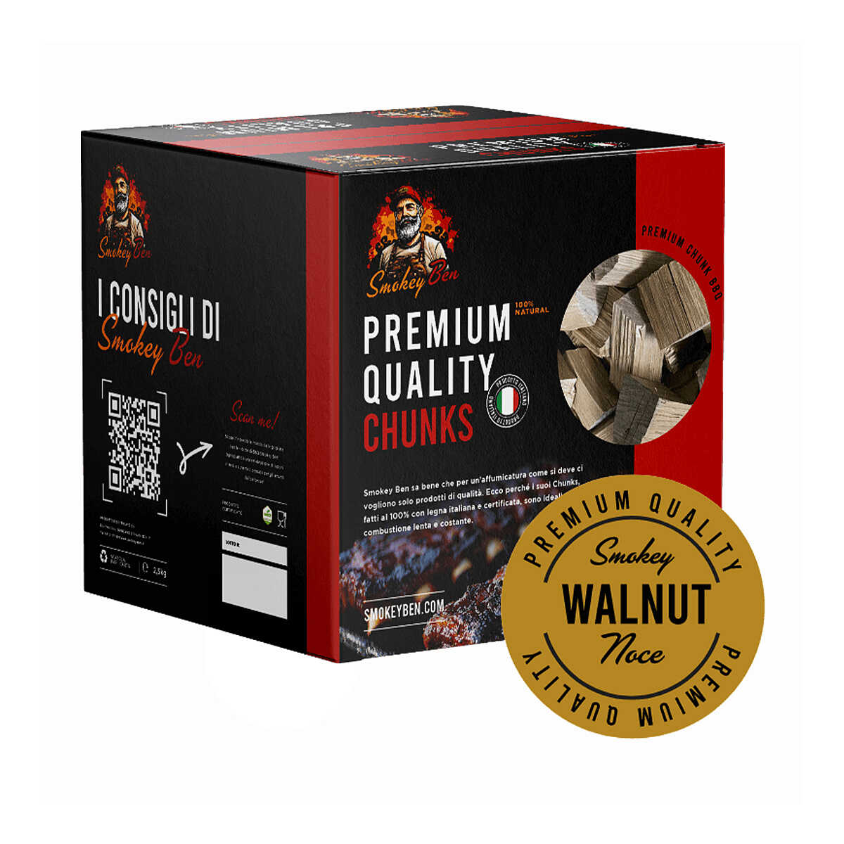 Walnut Smoking Chunks (2 kg) Food | Polsinelli Enologia