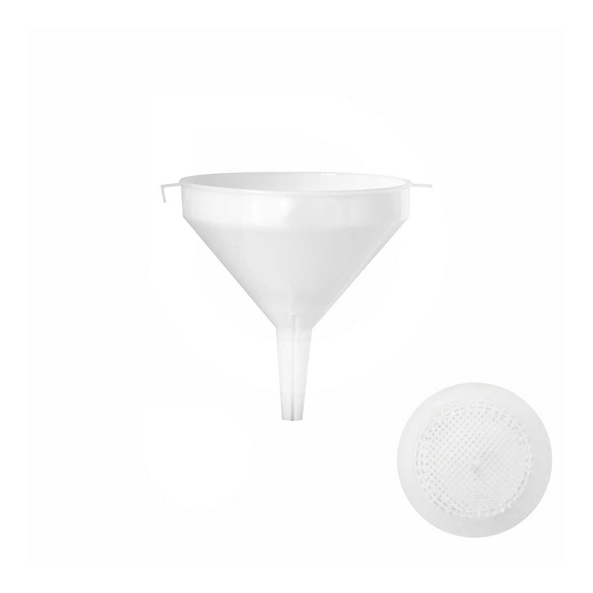 White plastic funnel Ø 15 with filter Wine | Polsinelli Enologia