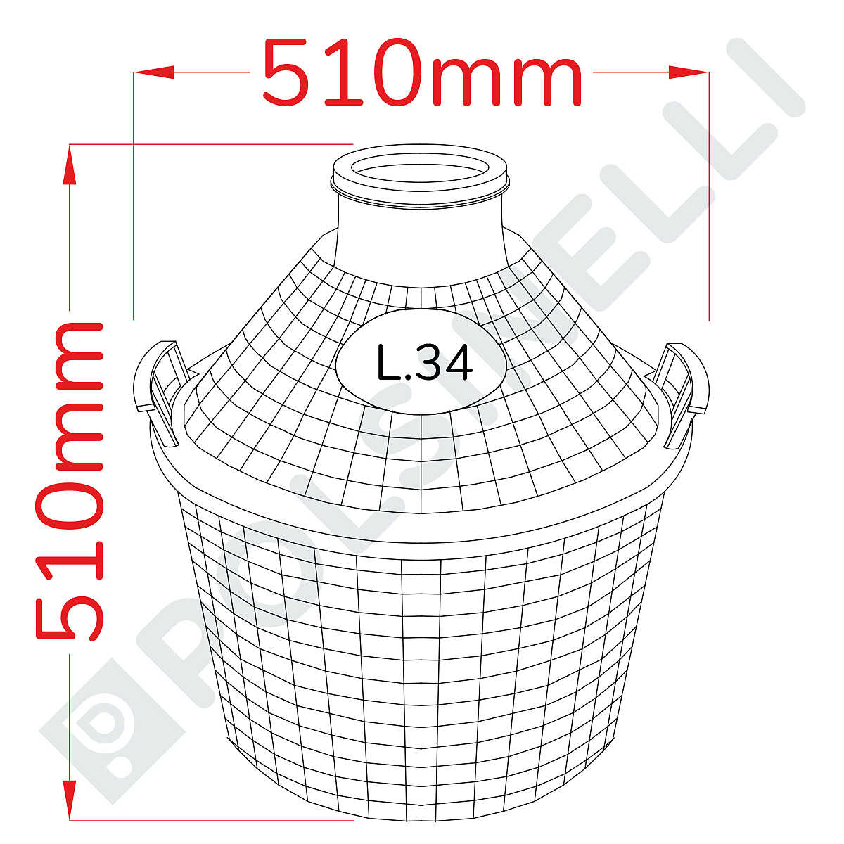 Wide-mouth 34 litre demijohn Food | Polsinelli Enologia